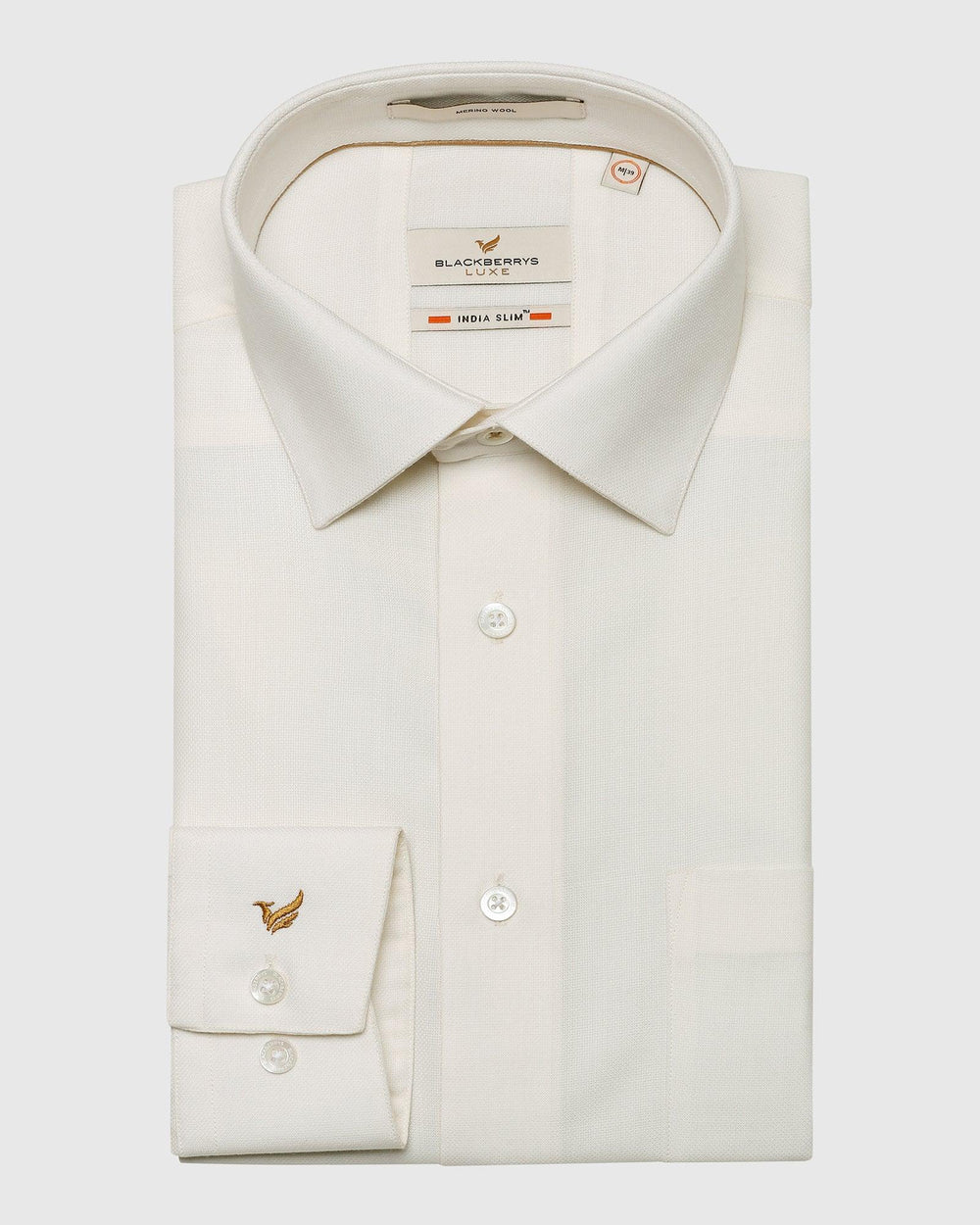 Buy Luxe Formal Cream Solid Shirt Online