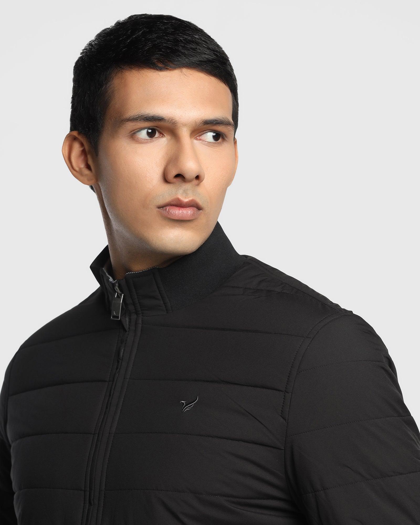 Reversible Black Solid Zipper Jacket - Vietro